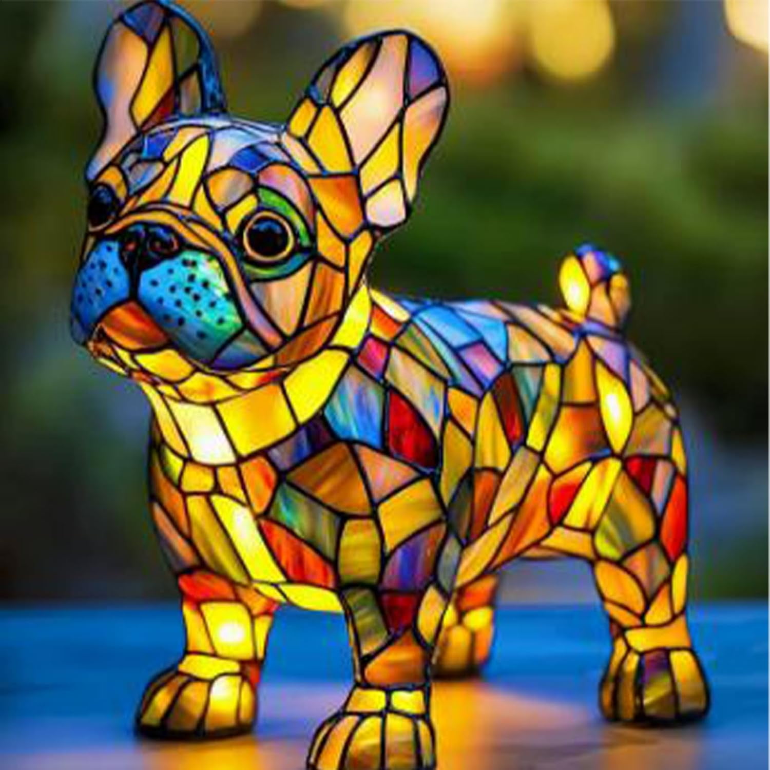 Vintage Animal Night Light Pug Lamp Stained Resin Mosaic Large,Corgi ...