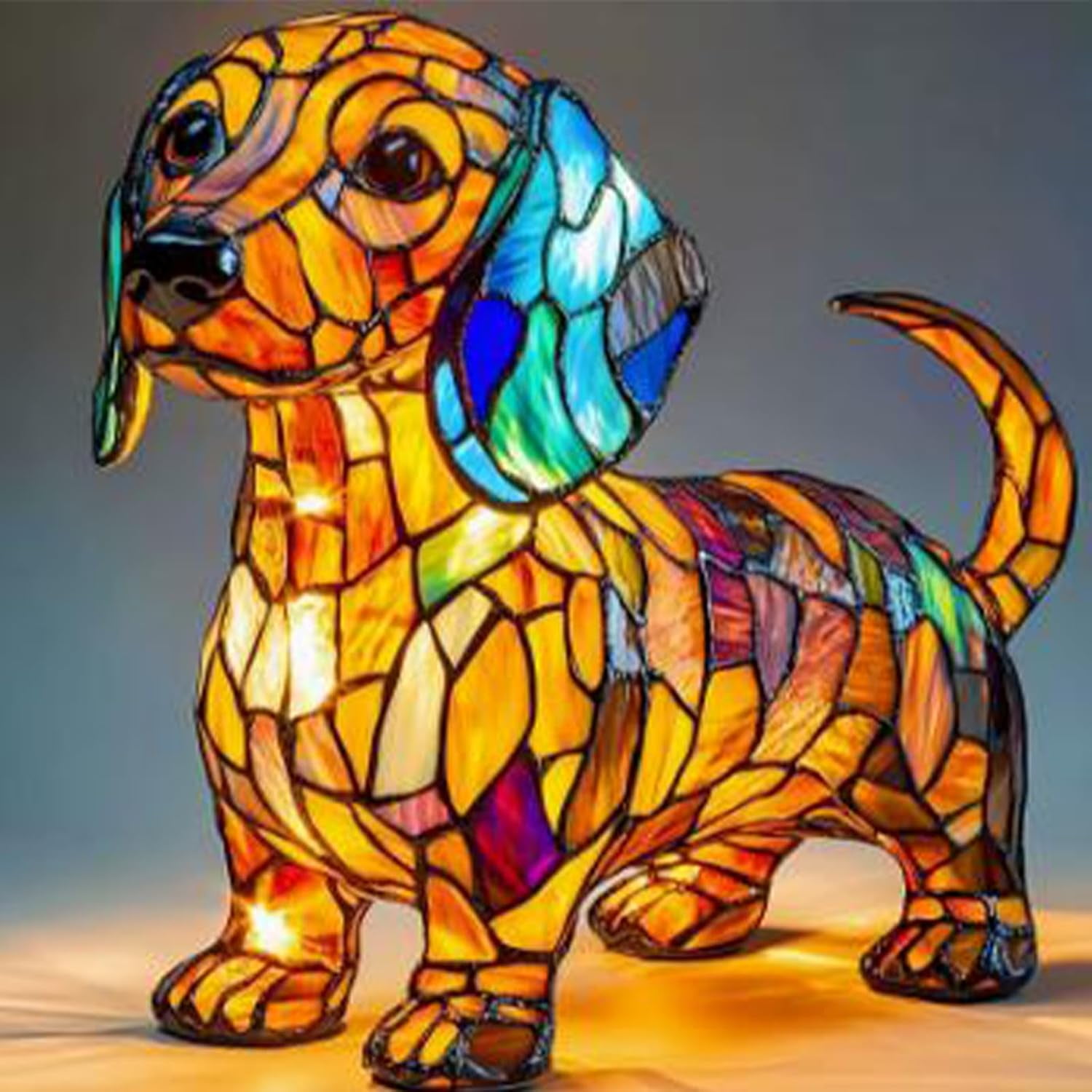 Vintage Animal Night Light Pug Lamp Stained Resin Mosaic Large,Corgi ...