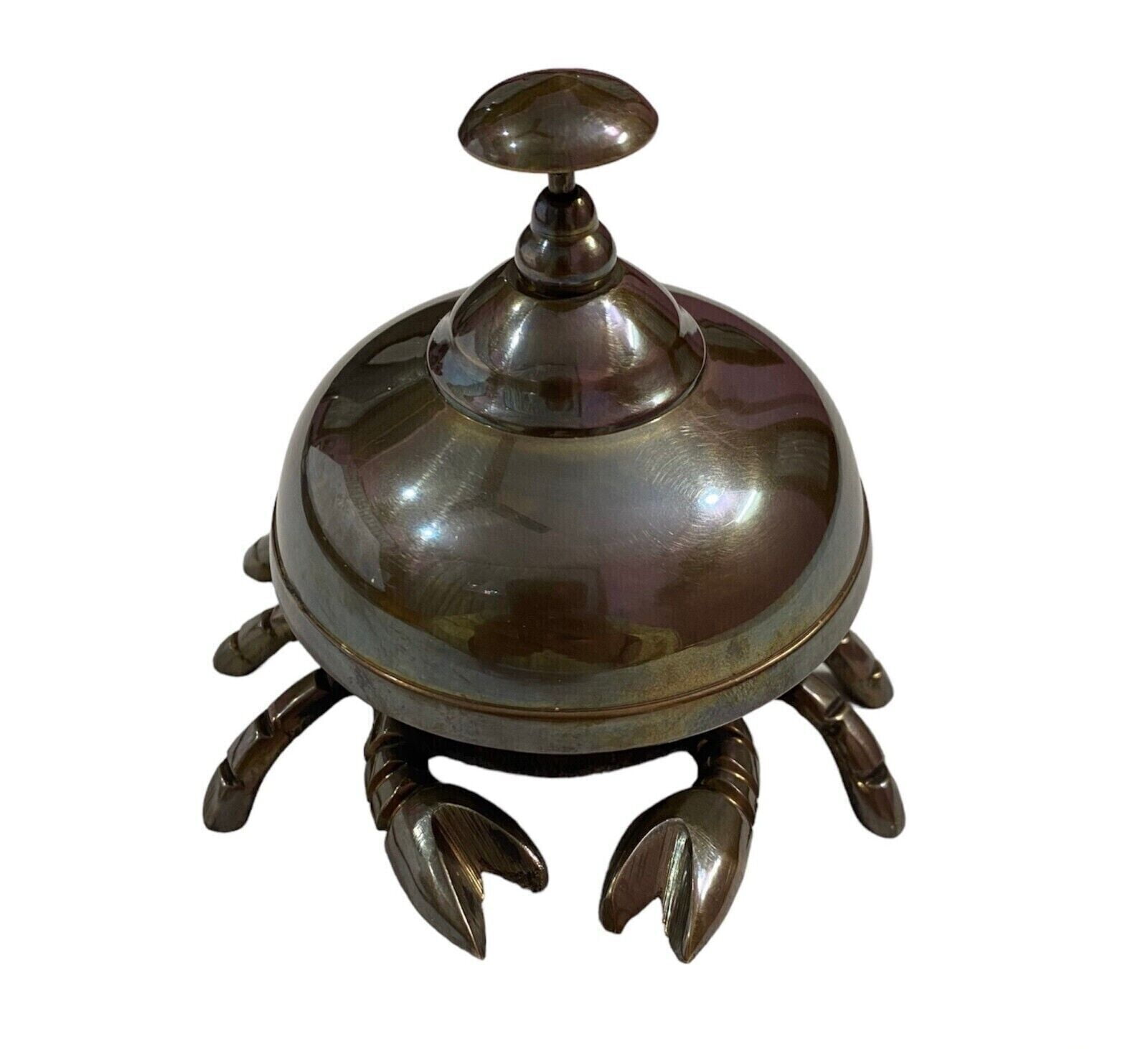 Vintage Antique Brass Crab Bell Hotel Counter Reception Bell Office ...