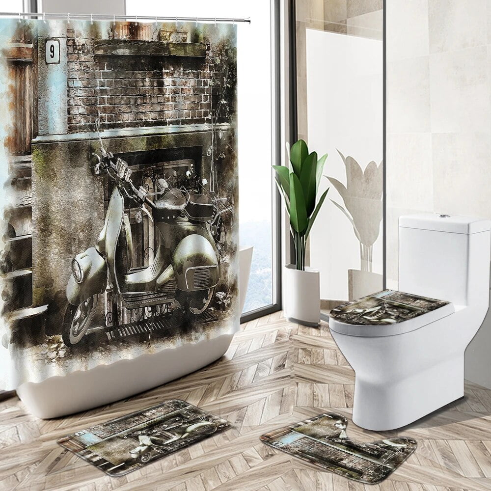 Vintage Antique Old Wooden Door Shower Curtain Country Farm Barn Stone ...