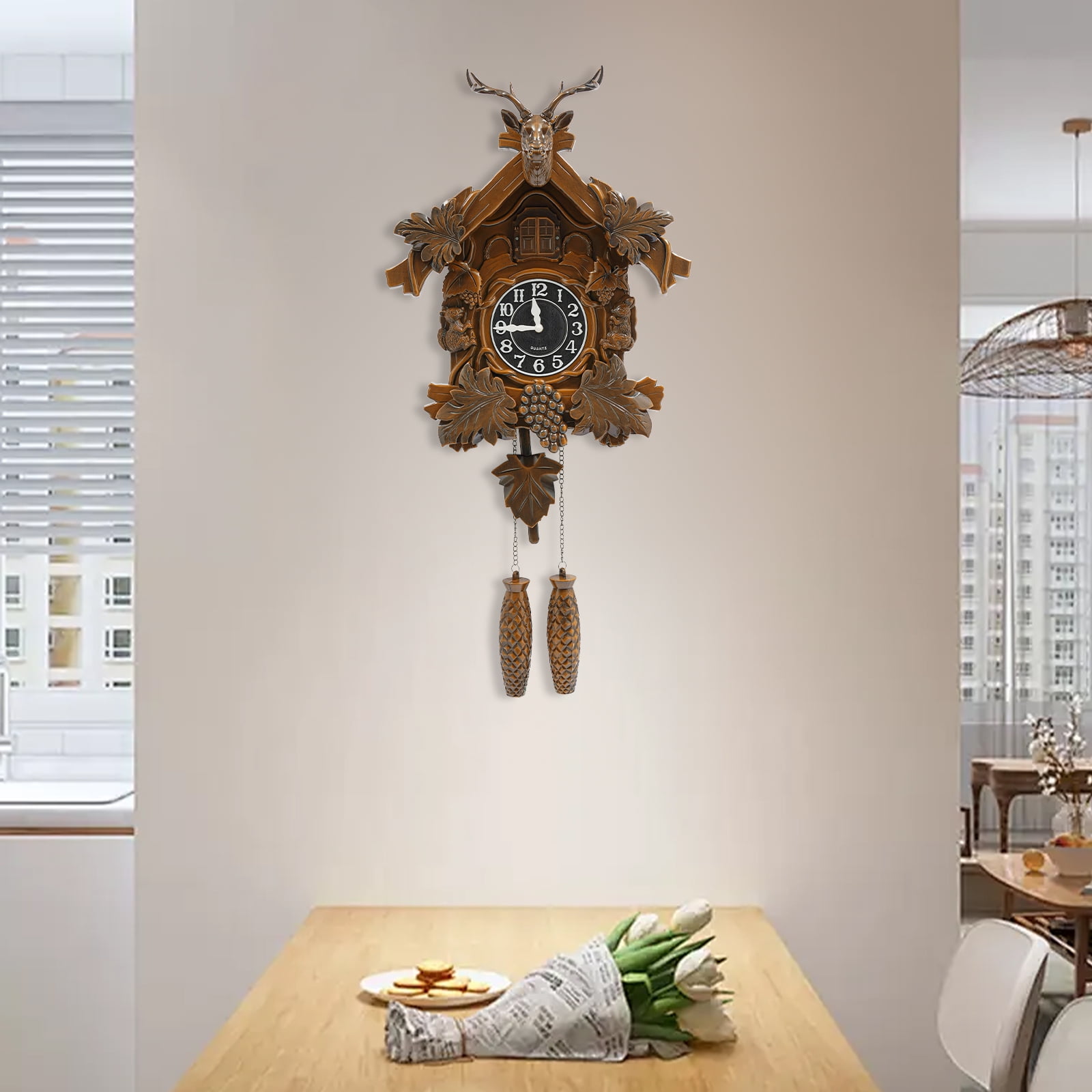 Vintage Antler Clock Wall Clock Black Forest House Clock with Pendulum ...