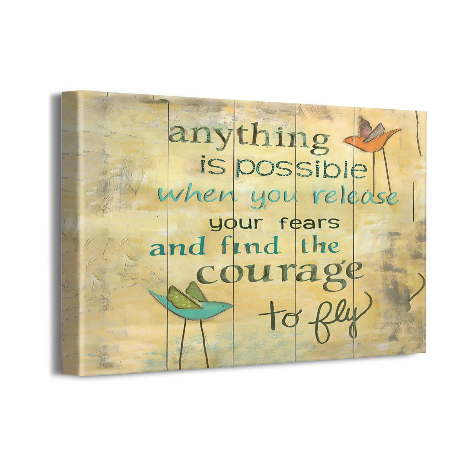 Vintage Anything Is Possible Inspirational Quote Wall Art Canvas Home ...