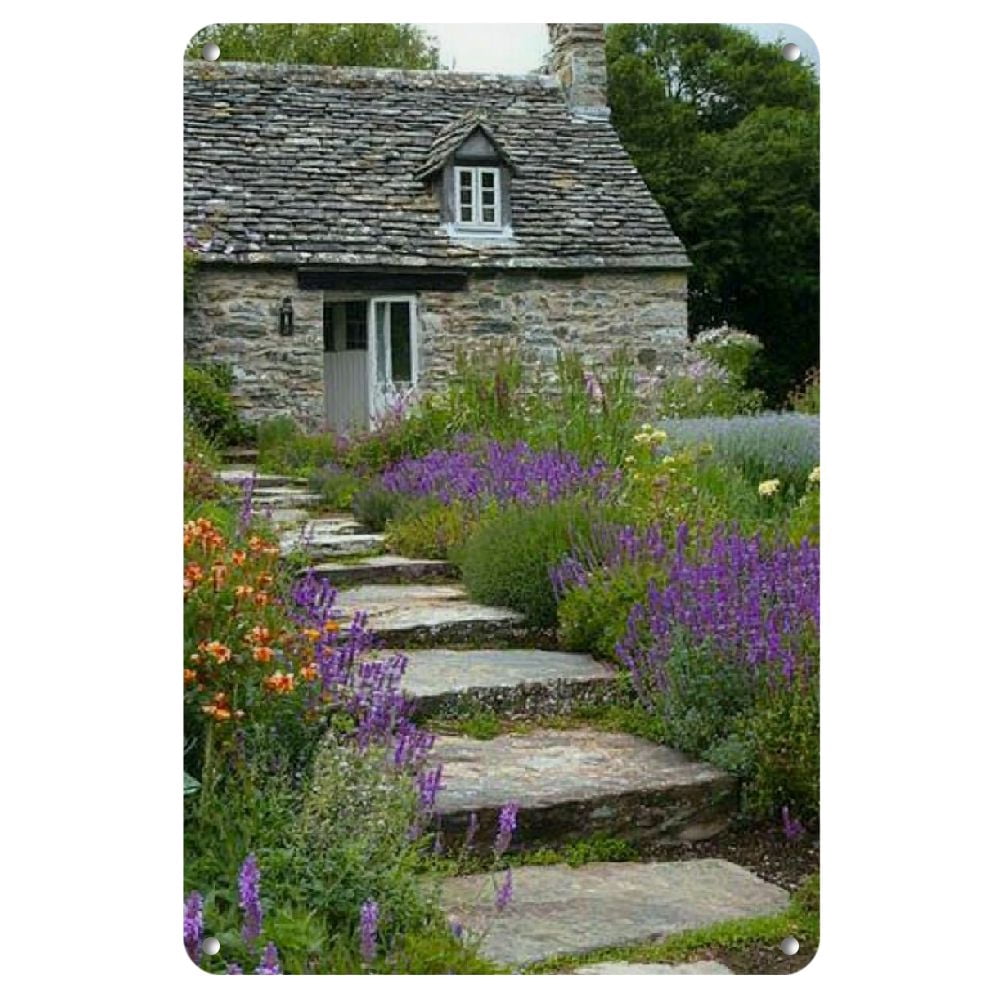 [Vintage Appeal] Charming Vintage Lavender Cottage Tin Sign - 8"x12 ...