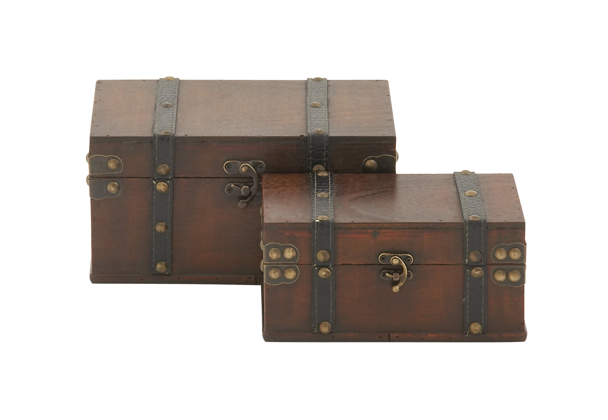 Vintage Appeal Wood Leather Box Set Of 2 - Walmart.com