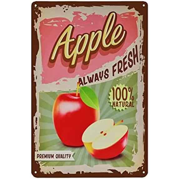 Vintage Apple Tin Sign - Fruit Metal Sign - Retro Decorative Sign Wall ...
