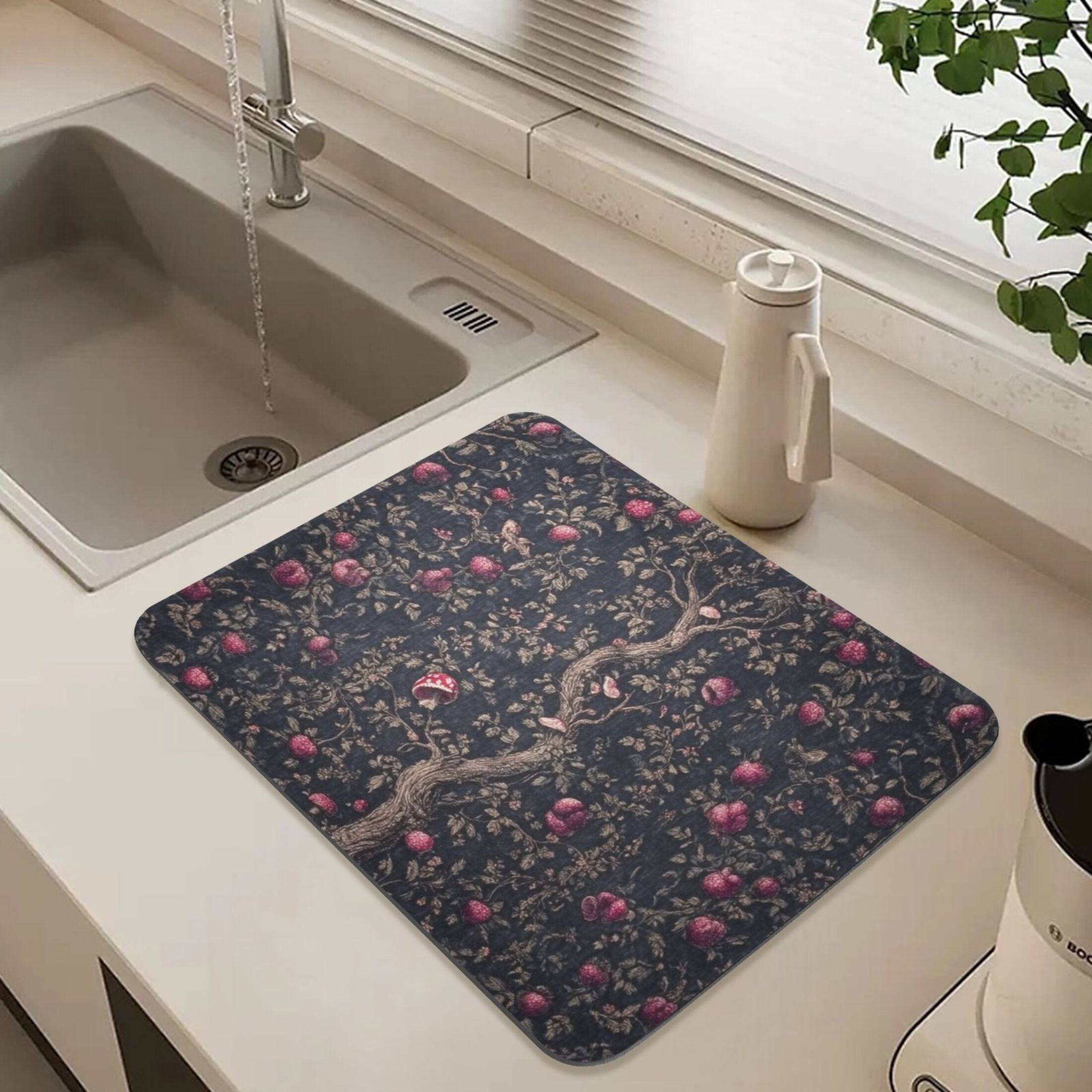 Vintage Apple Tree Print Dish Drying Mat for Kitchen Counter Absorbent ...