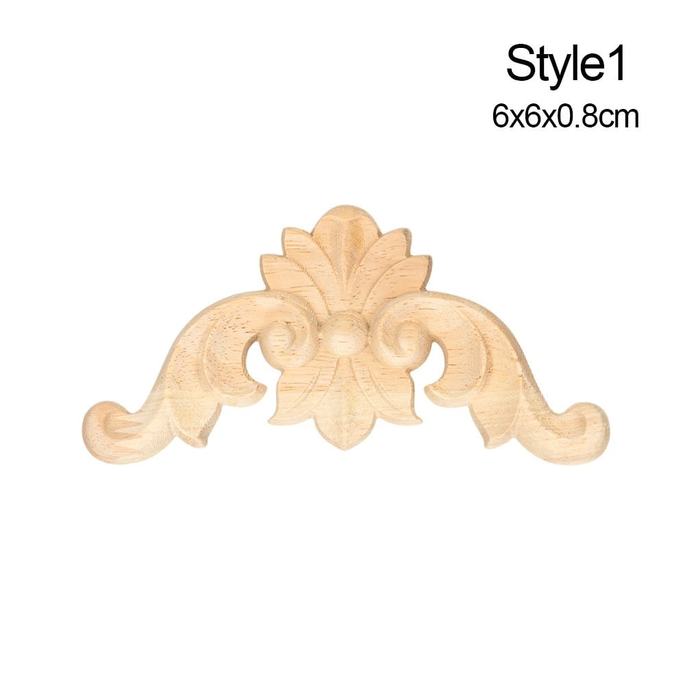 Vintage Appliques Wood Carving Corner Flower European Decals Solid Wood ...
