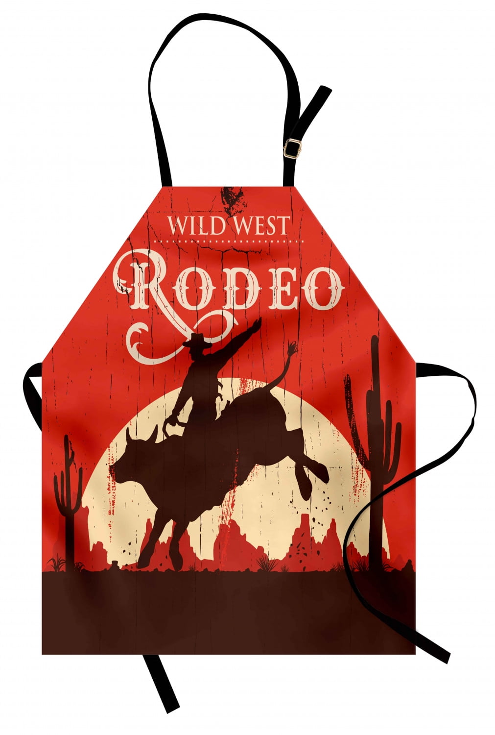 Vintage Apron Rodeo Cowboy Riding Bull Wooden Old Sign Western ...