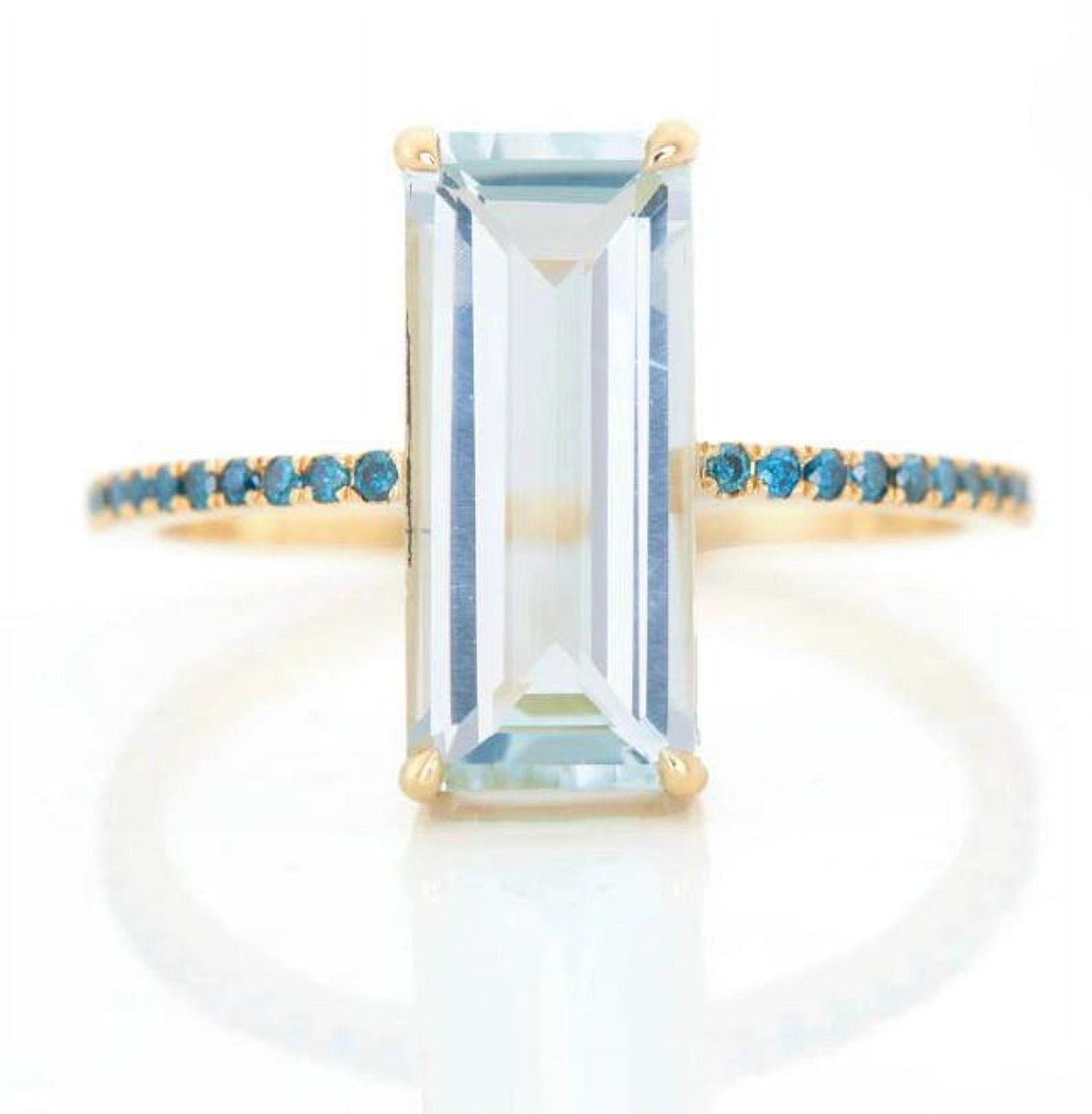 Vintage Aquamarine & Emerald Ring- Sterling Silver Ring- March ...