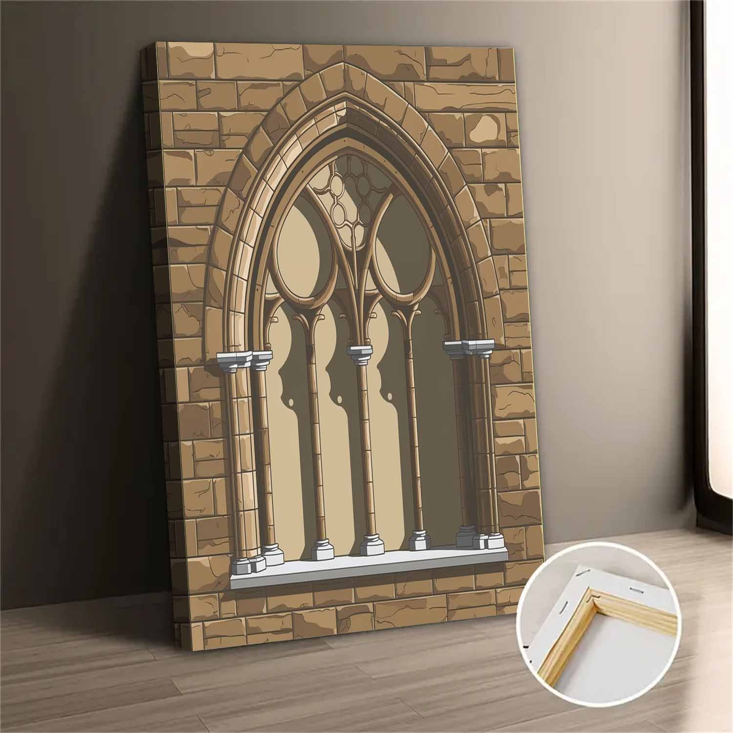 Vintage Arch Window Wall Art Canvas Print For Bedroom Living Room Decor ...