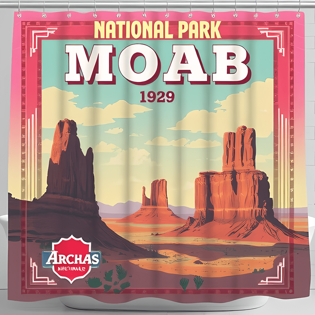 Vintage Arches National Park Shower Curtain - Scenic Moab Landscape ...