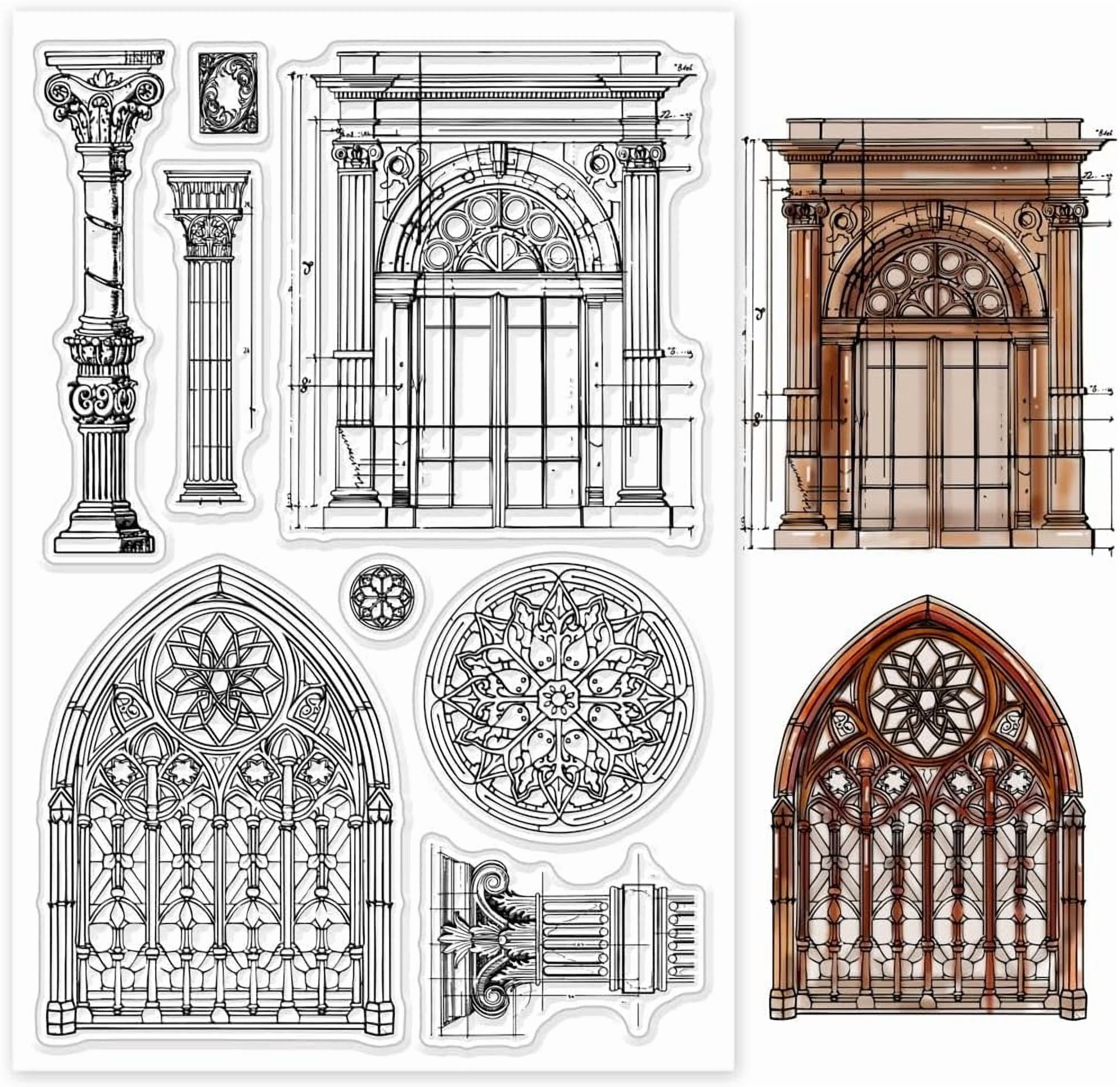 Vintage Architectural Clear Stamps Windows Background Silicone Clear ...