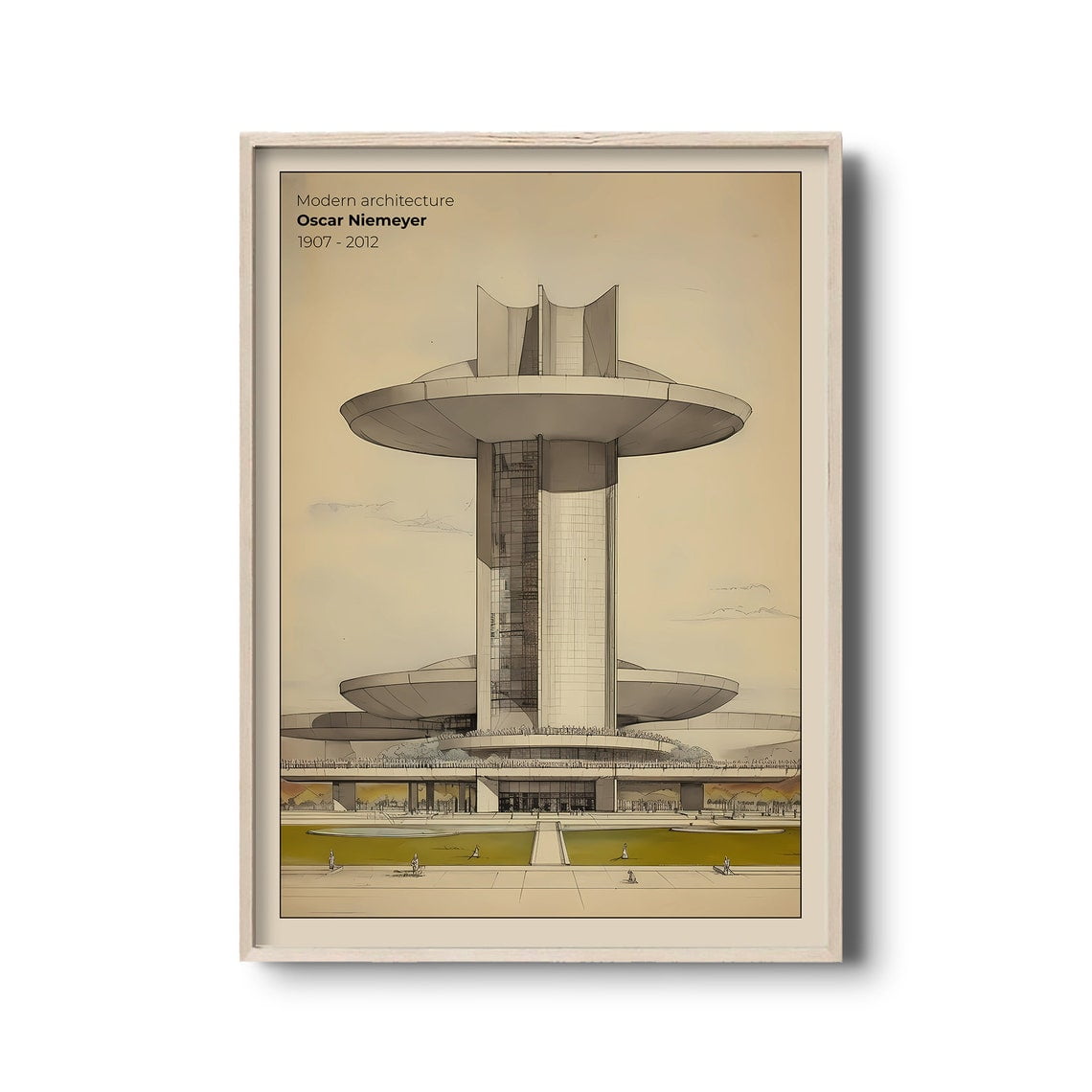 Vintage Architecture Print, Modern Architecture Drawing, Oscar Niemeyer ...