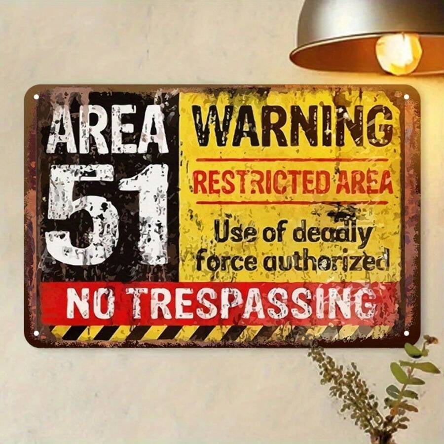 Vintage Area 51 Warning Poster, Retro Sci-Fi Art, Classic Alien Warning ...