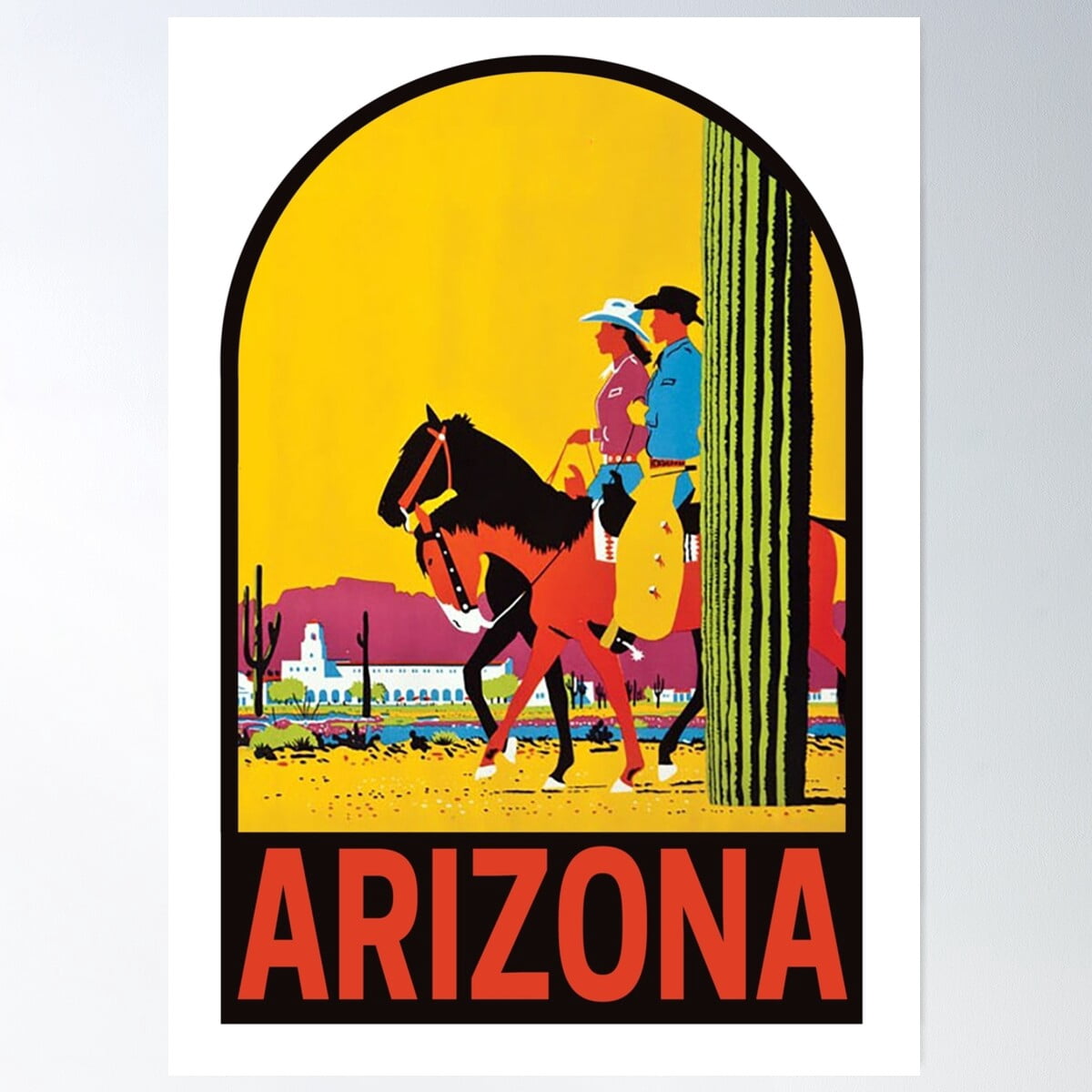 Vintage Arizona Travel Decal Poster Wall Art, Modern Wall Decor For ...