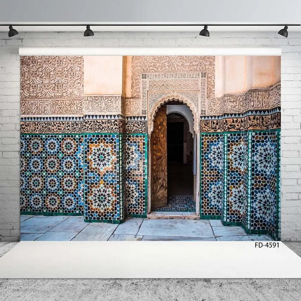 Vintage Art Castle Wall Arch Door Scenery Backgrounds Children Young ...