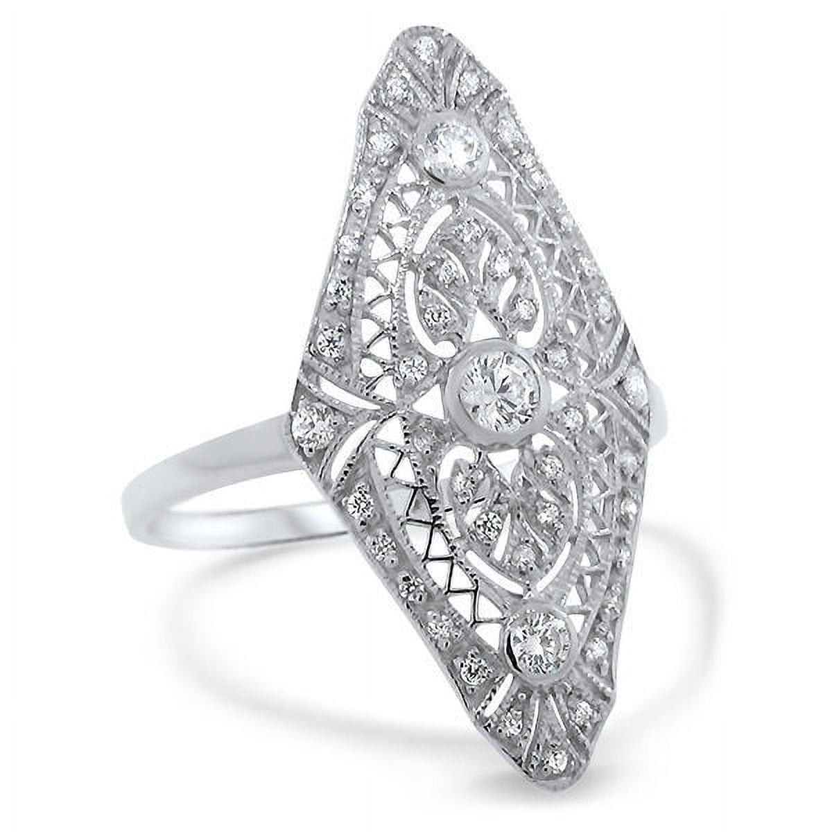 Vintage Art Deco Openwork Filigree Ring 1.9 Ct Simulated Diamond 14K ...