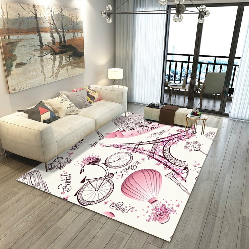 Vintage Art France Paris Eiffel Tower Oil Painting Area Rug Rugs for ...