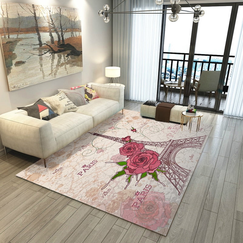 Vintage Art France Paris Eiffel Tower Oil Painting Area Rug Rugs for ...