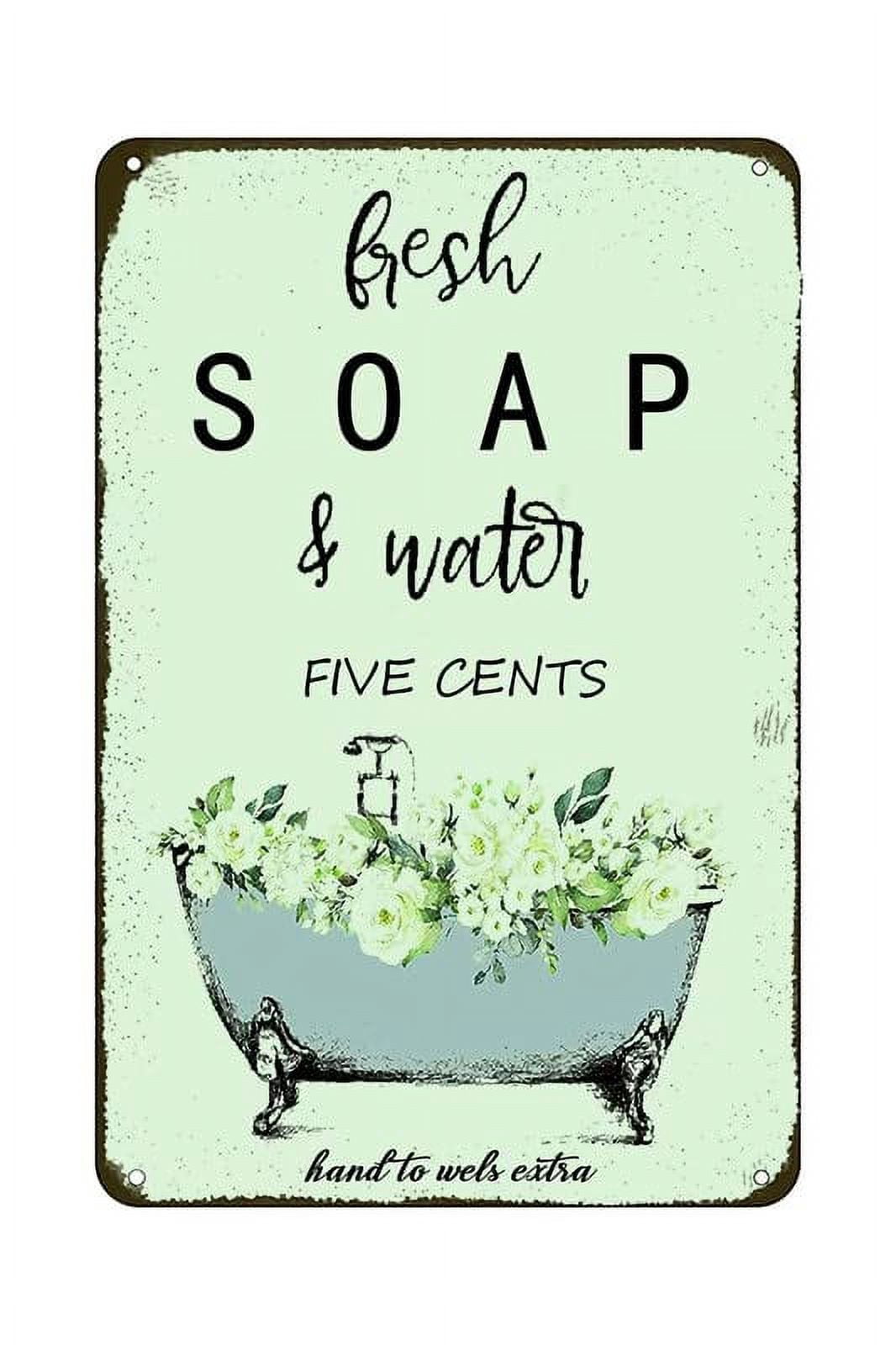 Vintage Art Metal Aluminium Sign Hot Soap Water Five Cents Retro Metal ...