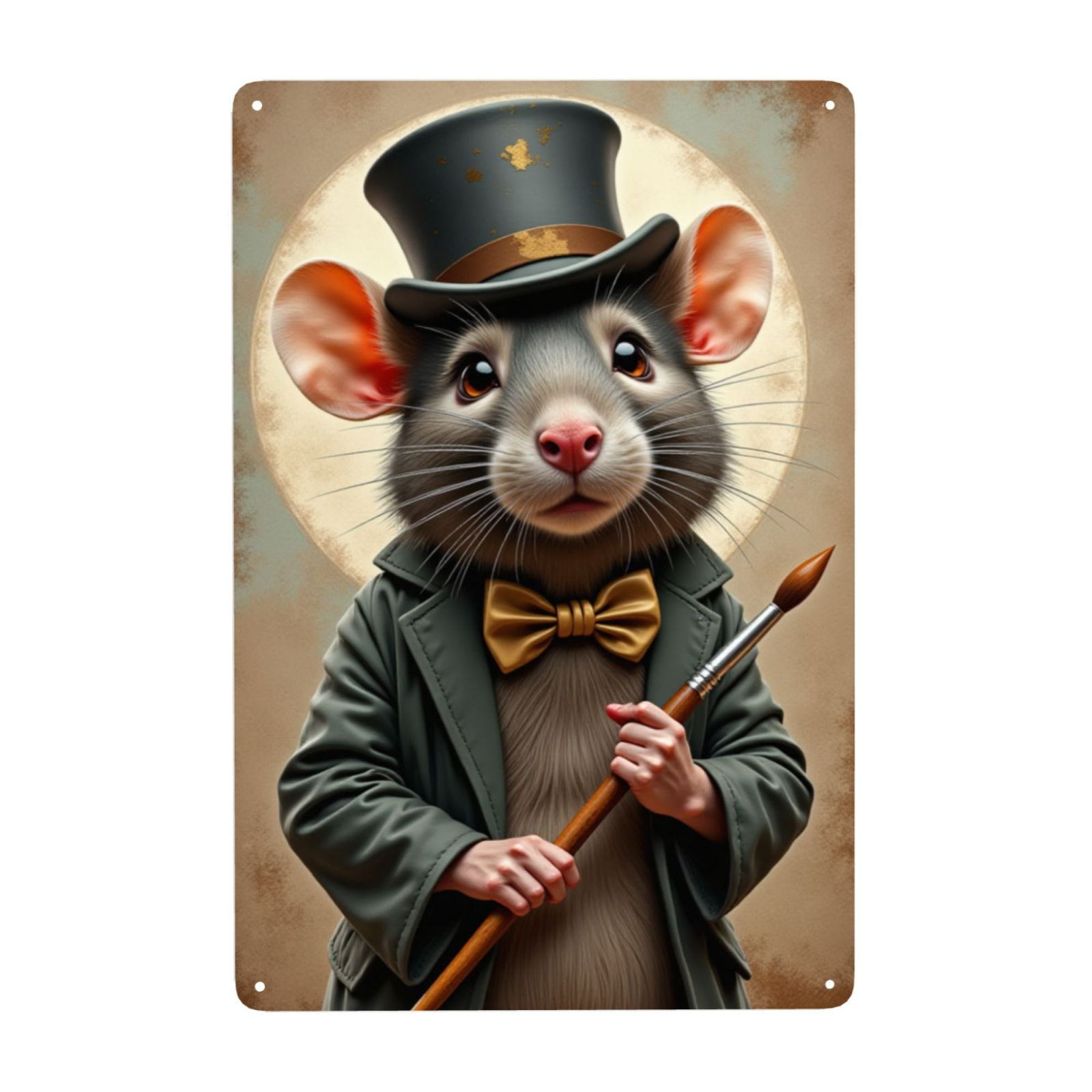Vintage Artist Mouse Metal Tin Sign Retro Animal Wall Art Decor Mouse ...