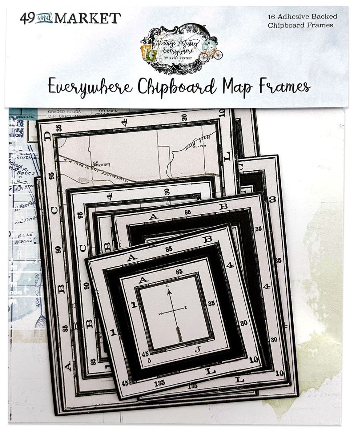 Vintage Artistry Everywhere Chipboard Frame Set-Map - Walmart.com