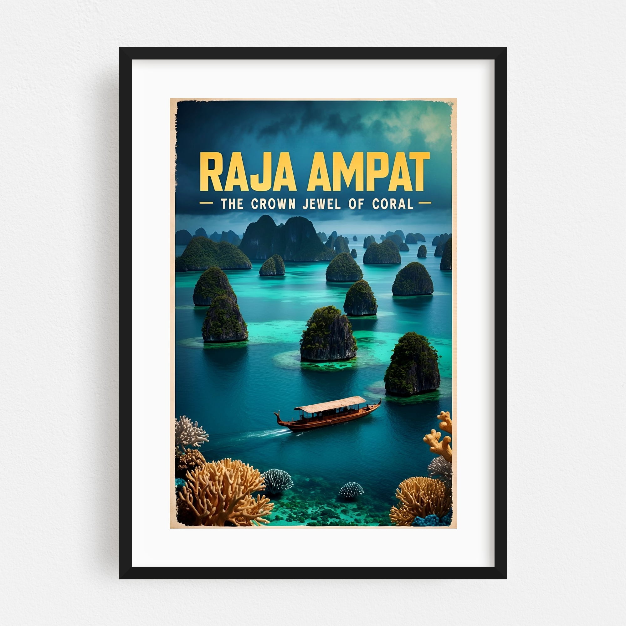 Vintage Artwork of Raja Ampat’s Marine Wonders - West Papua Indonesia ...