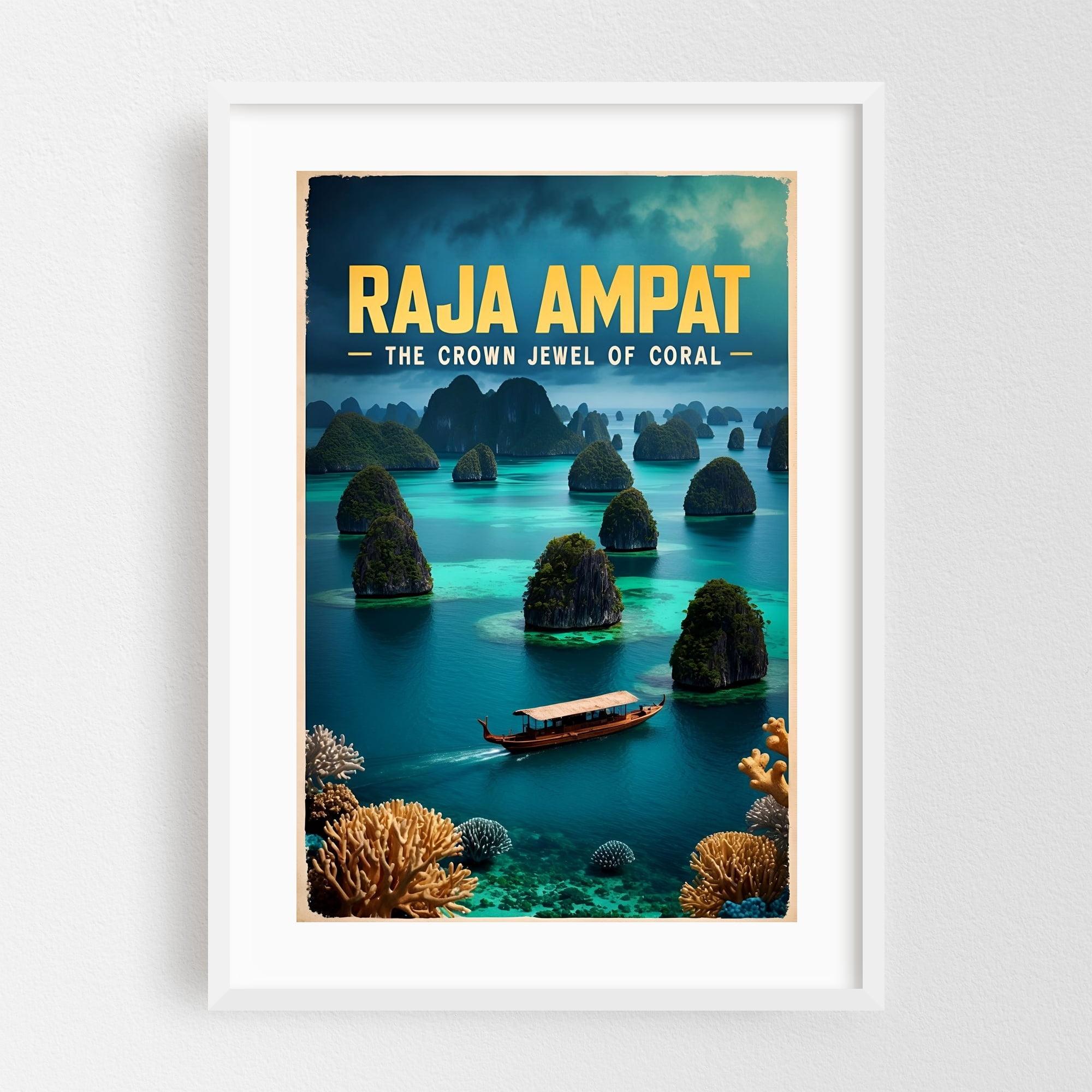 Vintage Artwork of Raja Ampat’s Marine Wonders - West Papua Indonesia ...