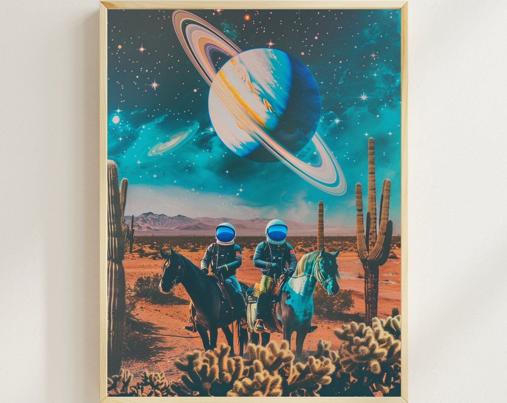 Vintage Astronaut Poster Retro Futuristic Scifi Collage Wall Art ...