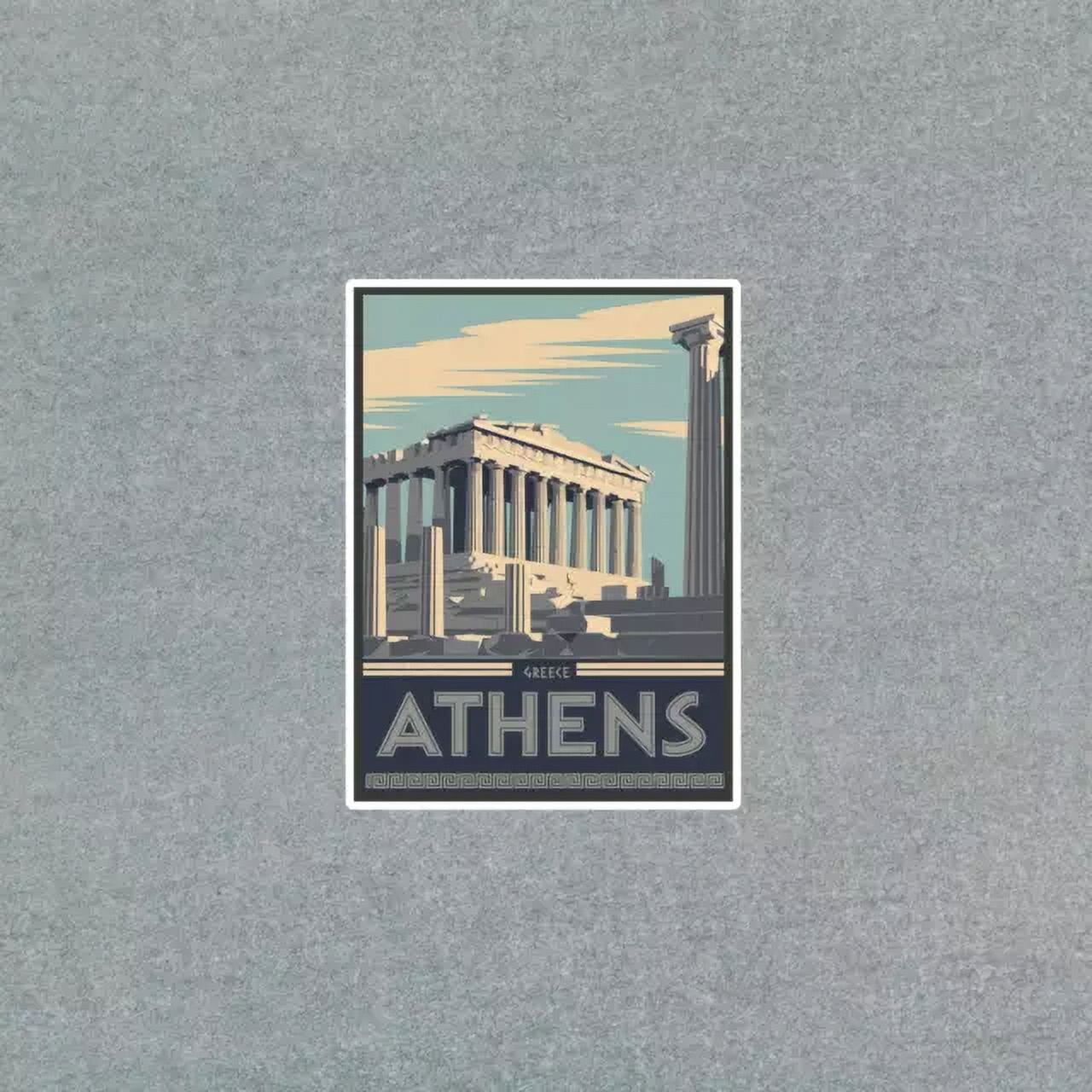 Vintage Athens Greece Travel Sticker - Retro Parthenon Art Print ...