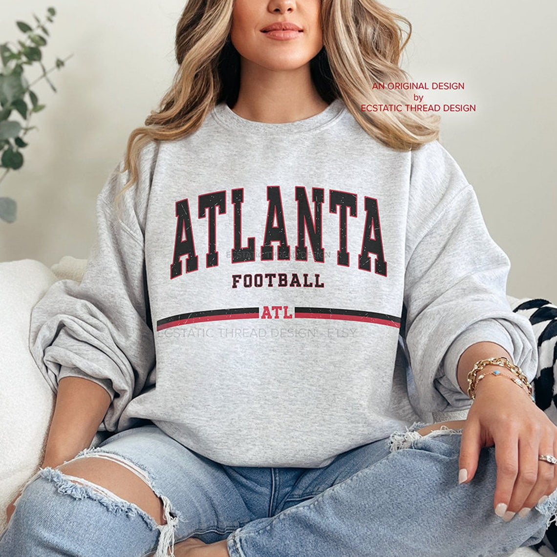 Vintage Atlanta Football Sweatshirt, Atl Shirt, Ash Grey Color, Size S ...