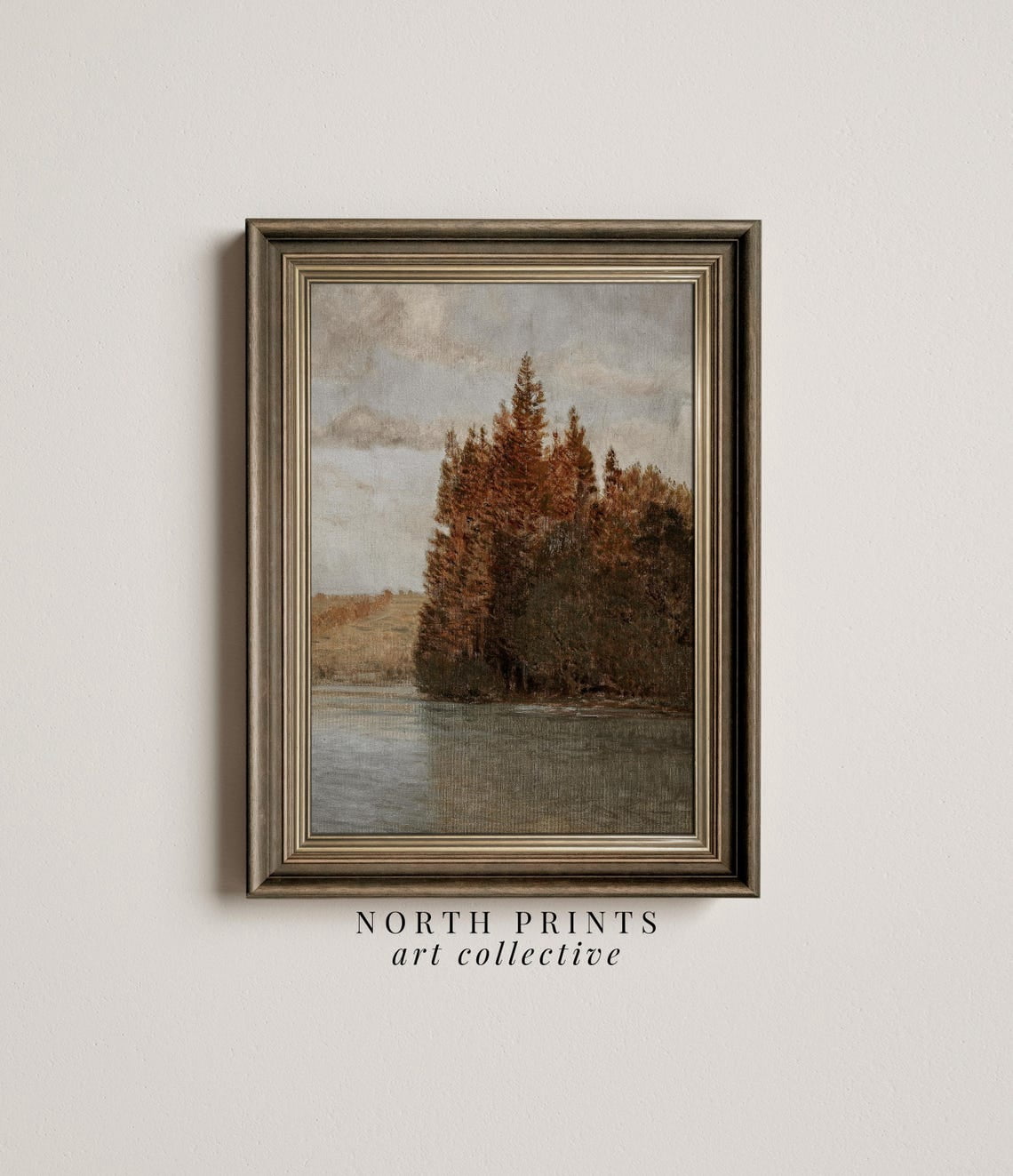 Vintage Autumn Lake Fall Landscape Poster, Stretched Size 8x12 ...