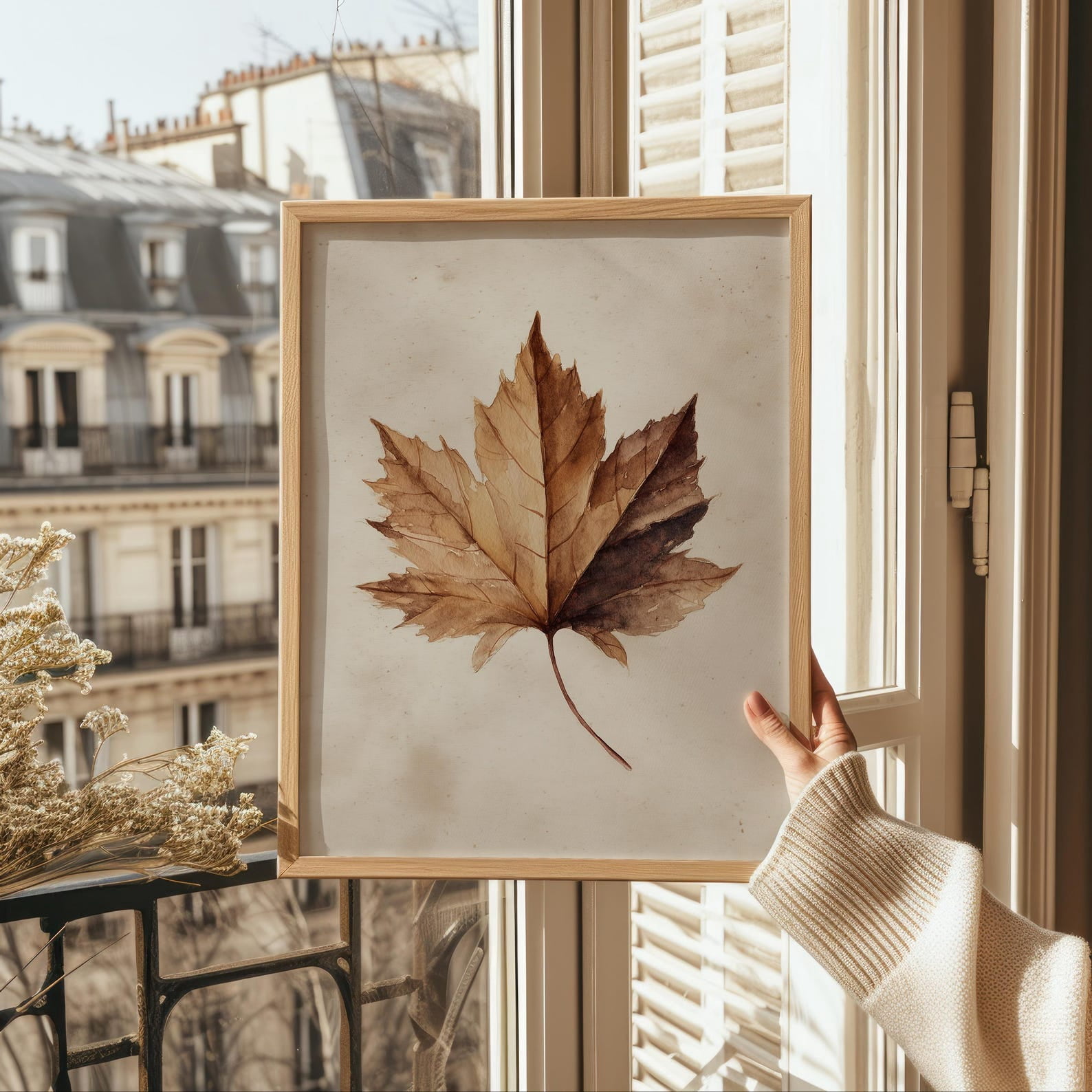 Vintage Autumn Leaf Print | Neutral Beige Fall Wall Art | Rustic ...