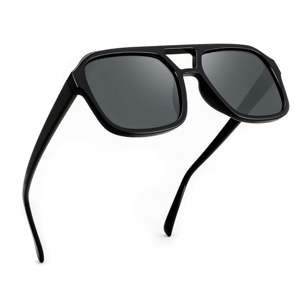 Zerouv Unisex Retro Horn Rimmed Keyhole Nose Bridge P3 Round Sunglasses