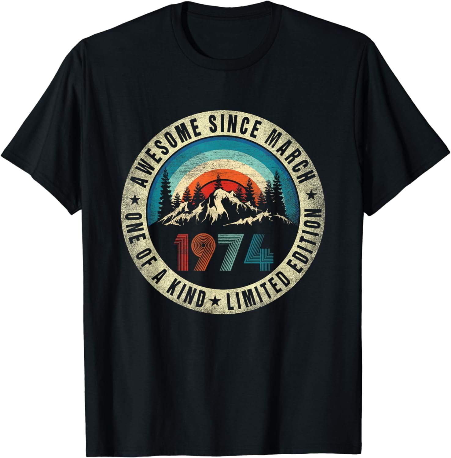 Vintage Awesome Since March 1974 50th Birthday 50 Year Old T-Shirt ...