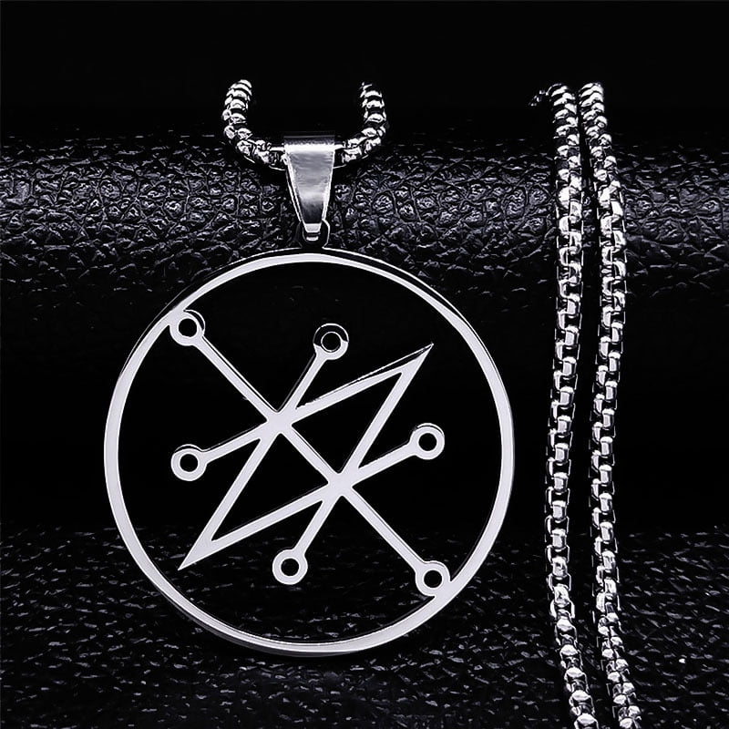 Vintage Azazel Sigil Pendant Necklace Demonic Symbol Sign Necklaces 14K ...