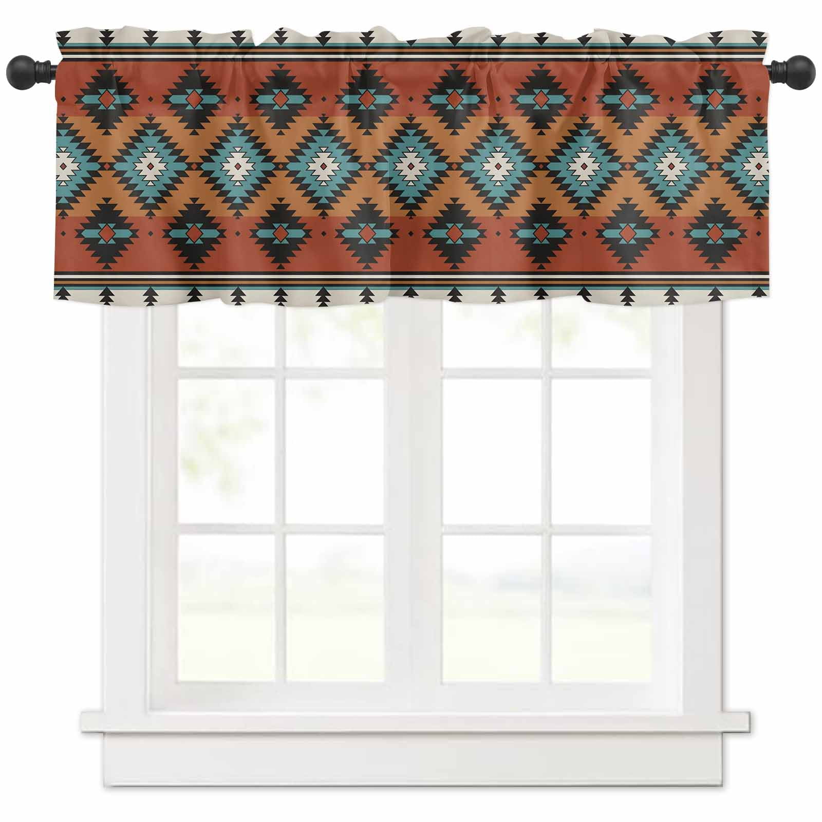 Vintage Aztec Valances for Windows Farmhouse Kitchen Curtains Valances ...