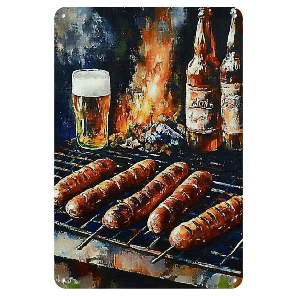 Vintage BBQ Metal Wall Sign - Retro Decorative Plaque for Home, Garden ...