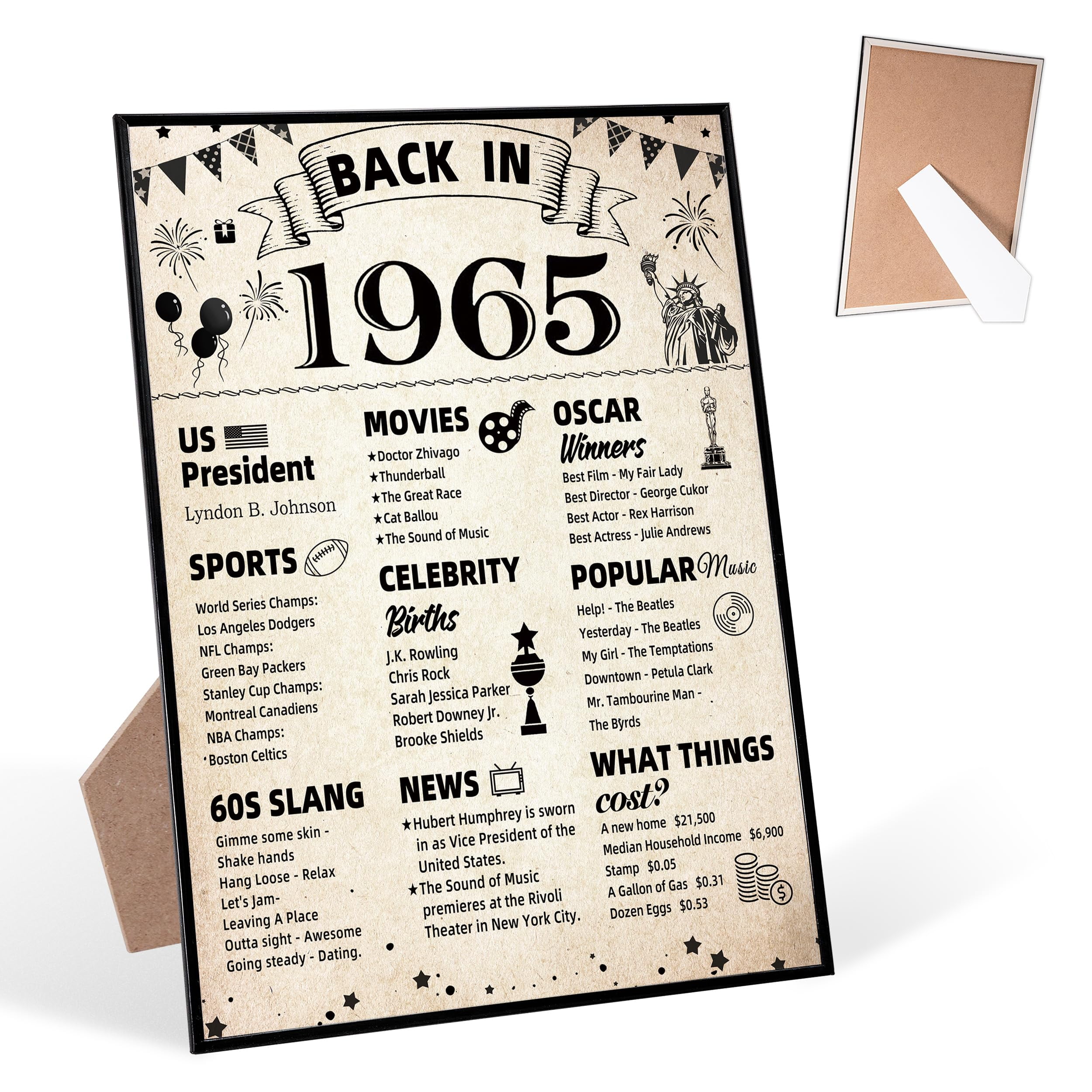 Vintage Back in 1965 Table Sign, ATT160th Birthday Party Decorations ...