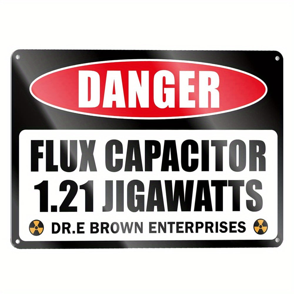 Vintage Back To The Future Flux Capacitor 1.21 Gigawatt Caution Sign, For Living Room Bedroom ...