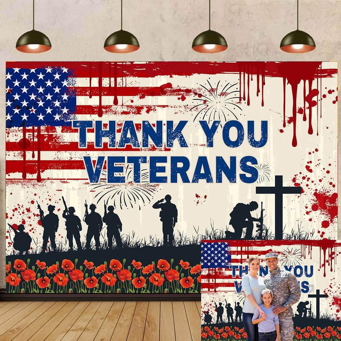 Vintage Backdrop for Thank You Veterans Thank You to Our Heroes Party ...