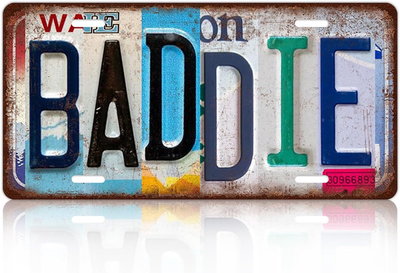 Vintage Baddie Metal Tin Sign License Plate Wall Decor 12 x 6 Inches ...