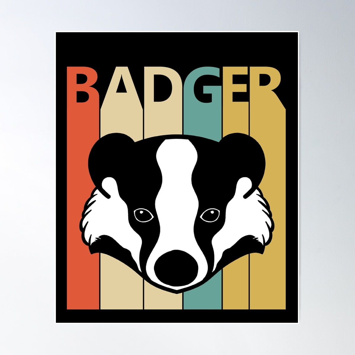 Vintage Badger Animal Silhouette Poster Wall Art, Modern Wall Decor For ...