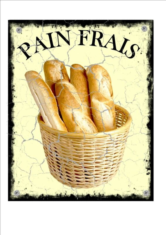 Vintage Bakery Sign Pain Frais Bakers Aged Cafe Diner Sign Antique ...