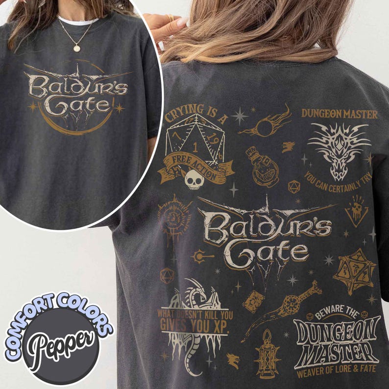 Vintage Baldur's Gate Doodle Shirt, Astarion Shadowheart, Dungeons ...