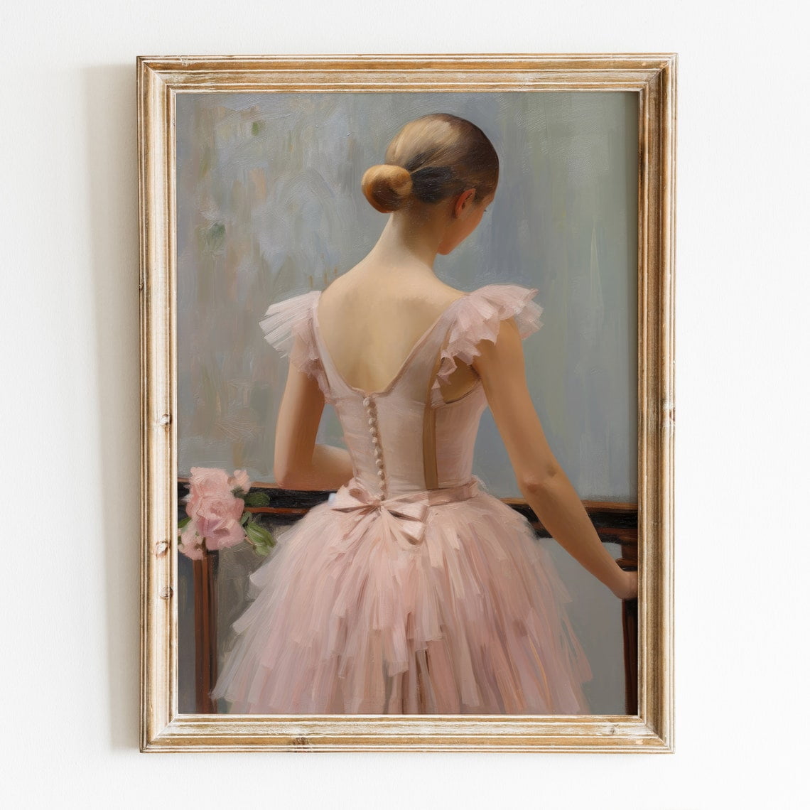 Vintage Ballerina Dress Wall Art, Preppy Pastel Pink Room Decor, Girly ...