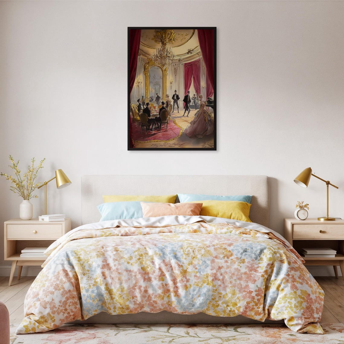 Vintage Ballroom Wall Art, Elegant Rococo Interior Scene, Unframed ...