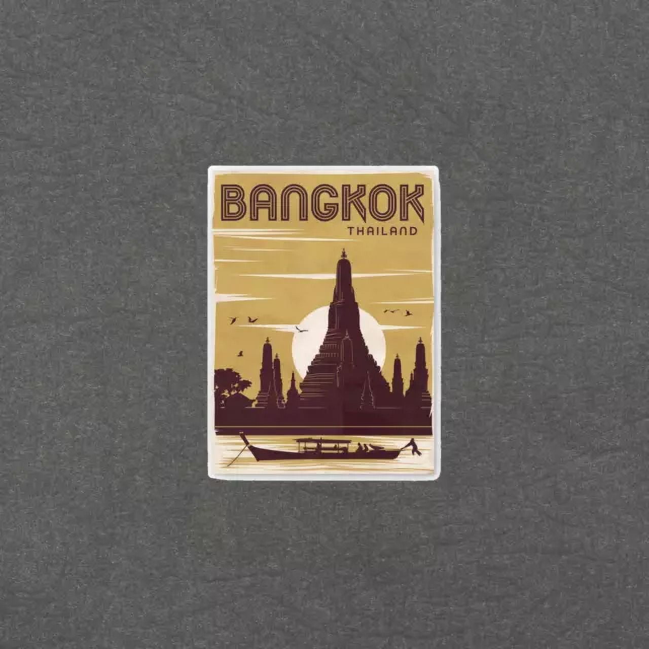 Vintage Bangkok Thailand Travel Sticker - Wat Arun Temple Silhouette ...