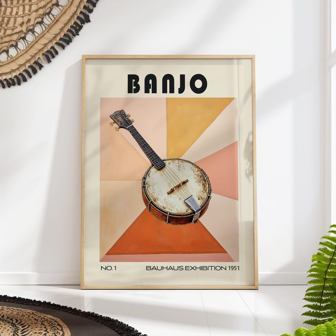 Vintage Banjo Print Mid Century Music Wall Art Bauhaus Poster Printed ...
