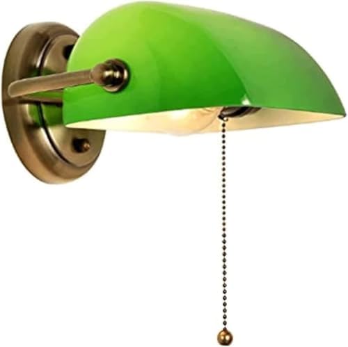 Vintage Banker’s Wall Sconce, Green Glass Shade, Adjustable Reading ...